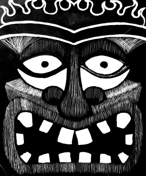 Scratch Art Tiki Face Designs – INSIDE THE LINES