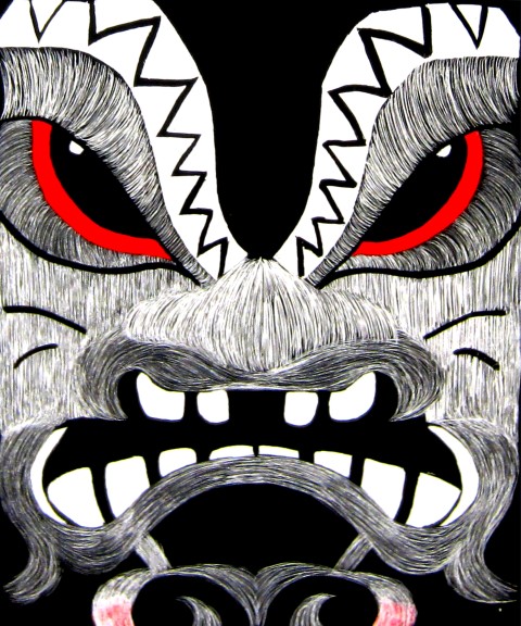 Scratch Art Tiki Face Designs – INSIDE THE LINES